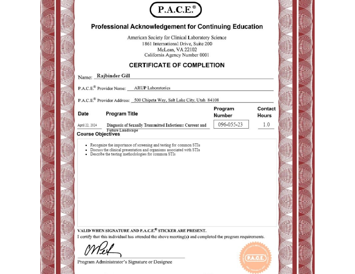Diagnosis of STIs: Continuing Education Certificate (P.A.C.) - Studocu