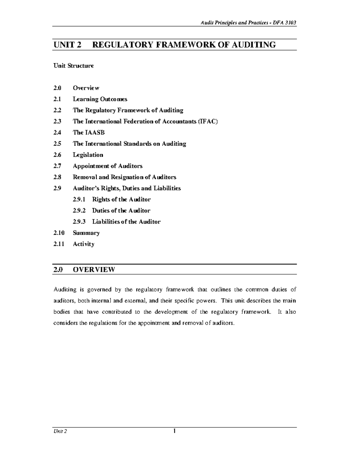 1 Regulatory framework - 9 Rights of the Auditor 2.9 Duties of the ...