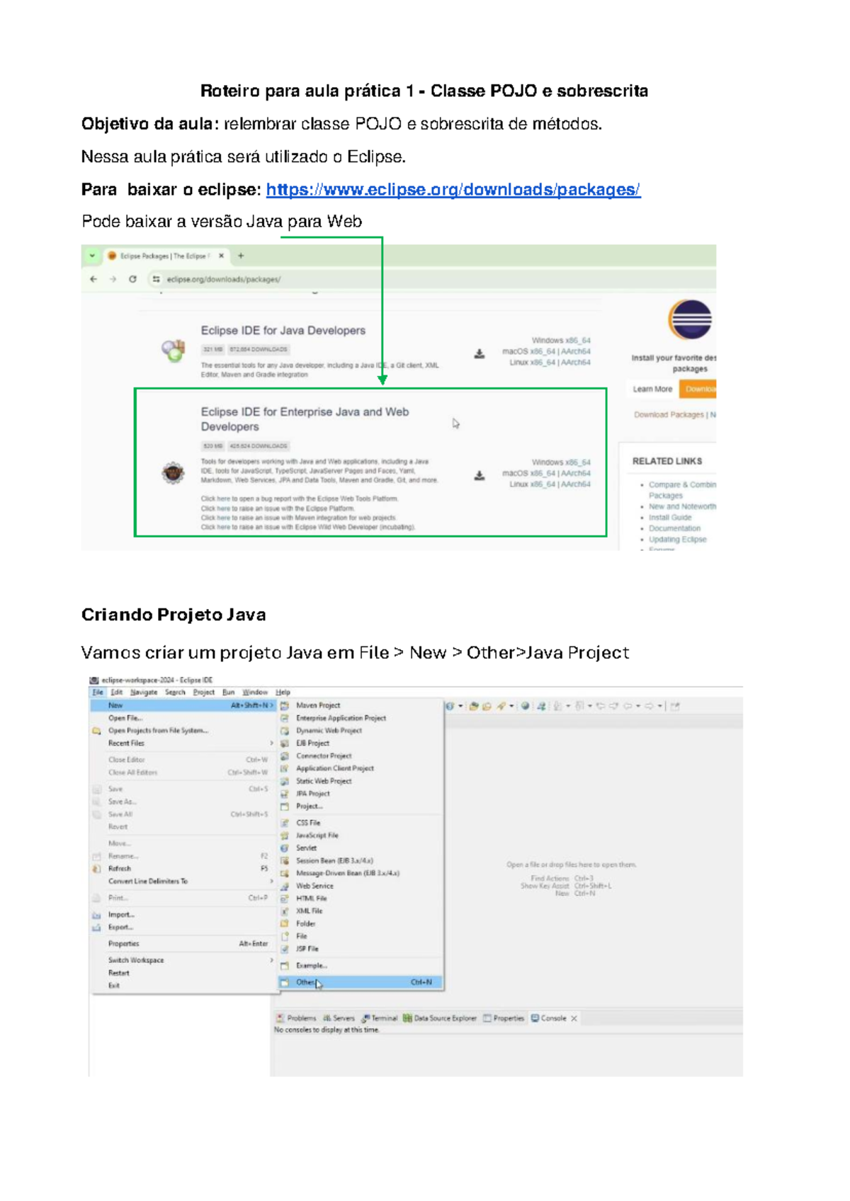 Aula Prática 1: Classe POJO e Sobrescrita - POJO101 - Studocu