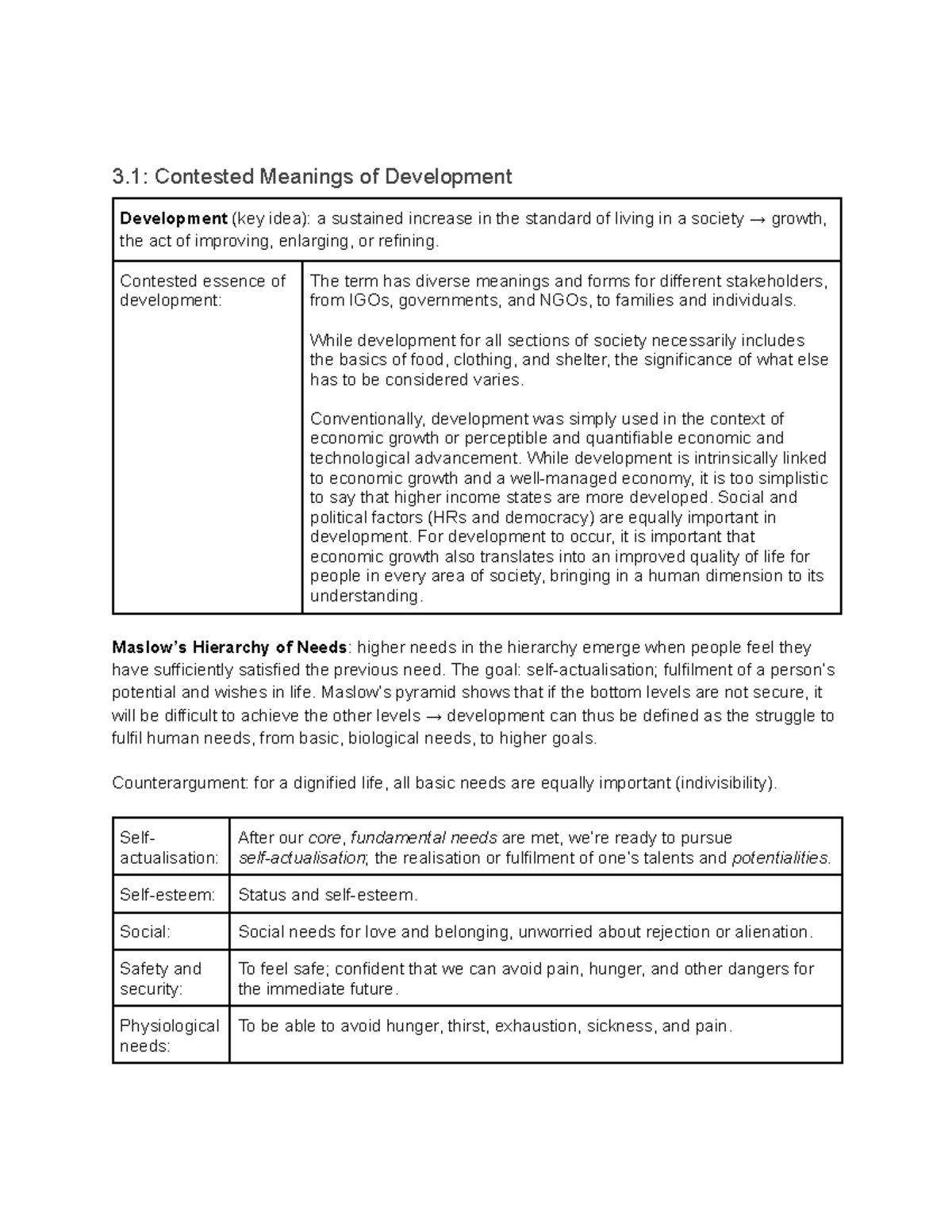 Global Politics Unit 3 & 4: Development and Its Complexities - Studocu