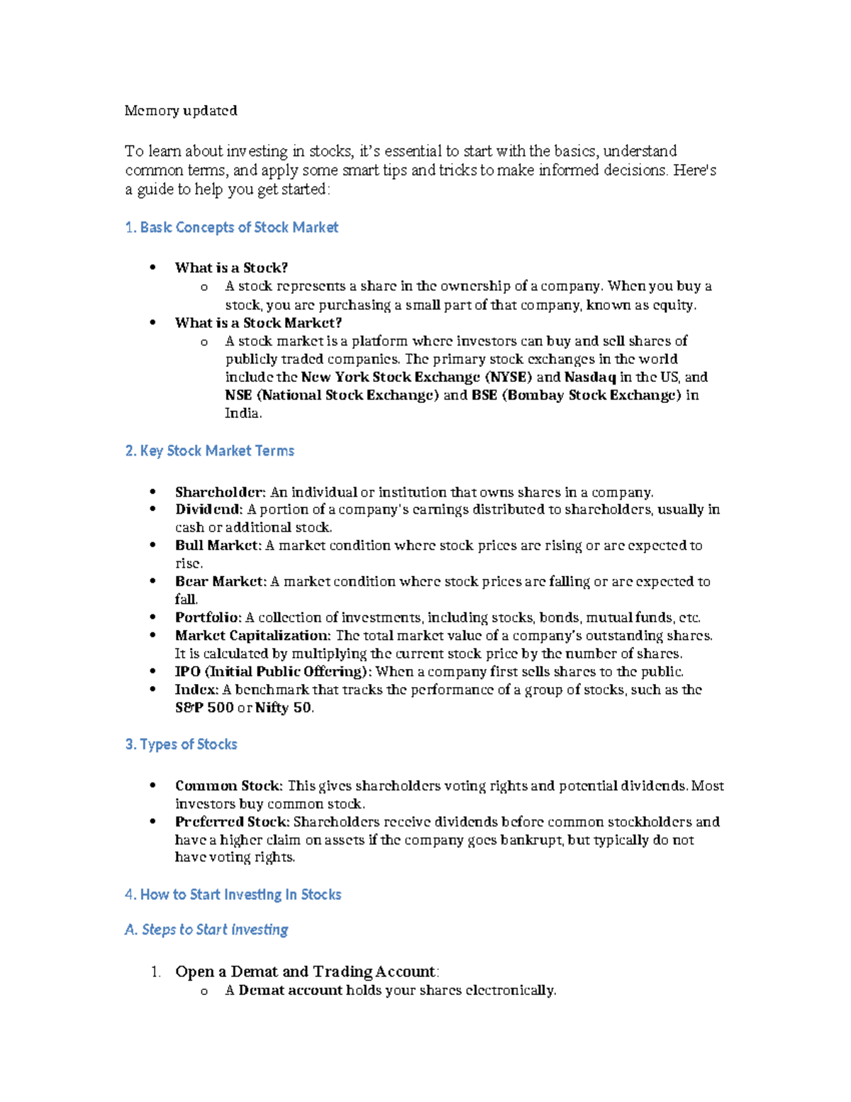 Stocks 101: A Beginner's Guide to Investing in Stocks - Studocu