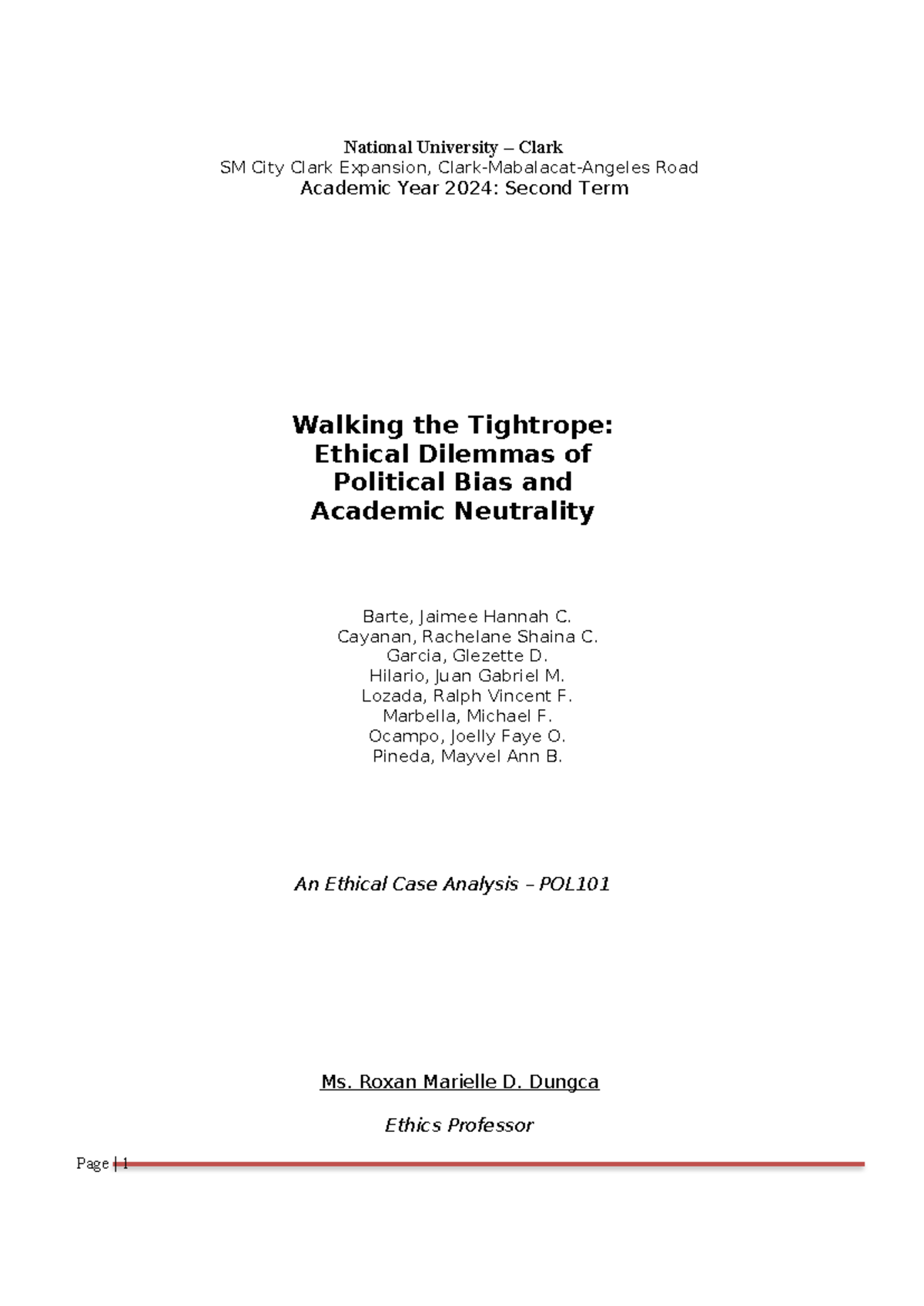 ETHICS 101: Final Exam Review - Political Bias and Academic Neutrality ...
