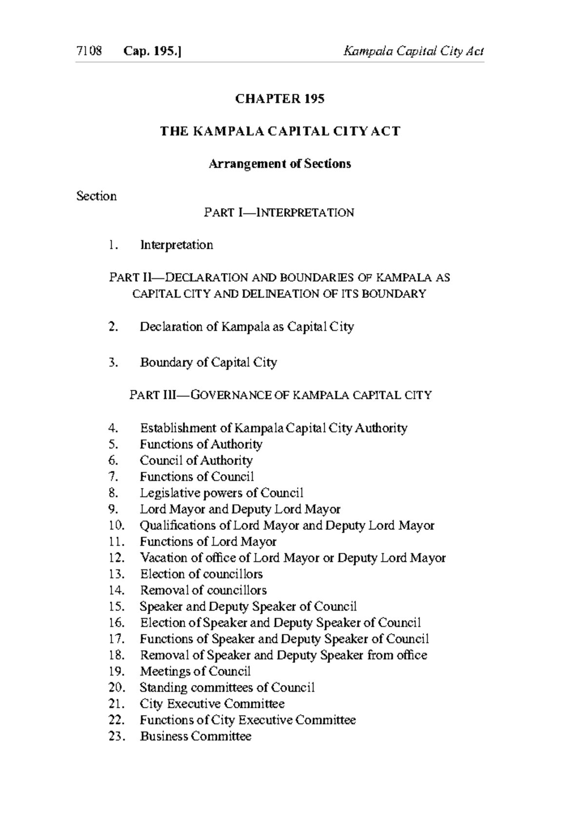 KCCA ACT - Comprehensive Overview of Kampala Capital City Act - Studocu
