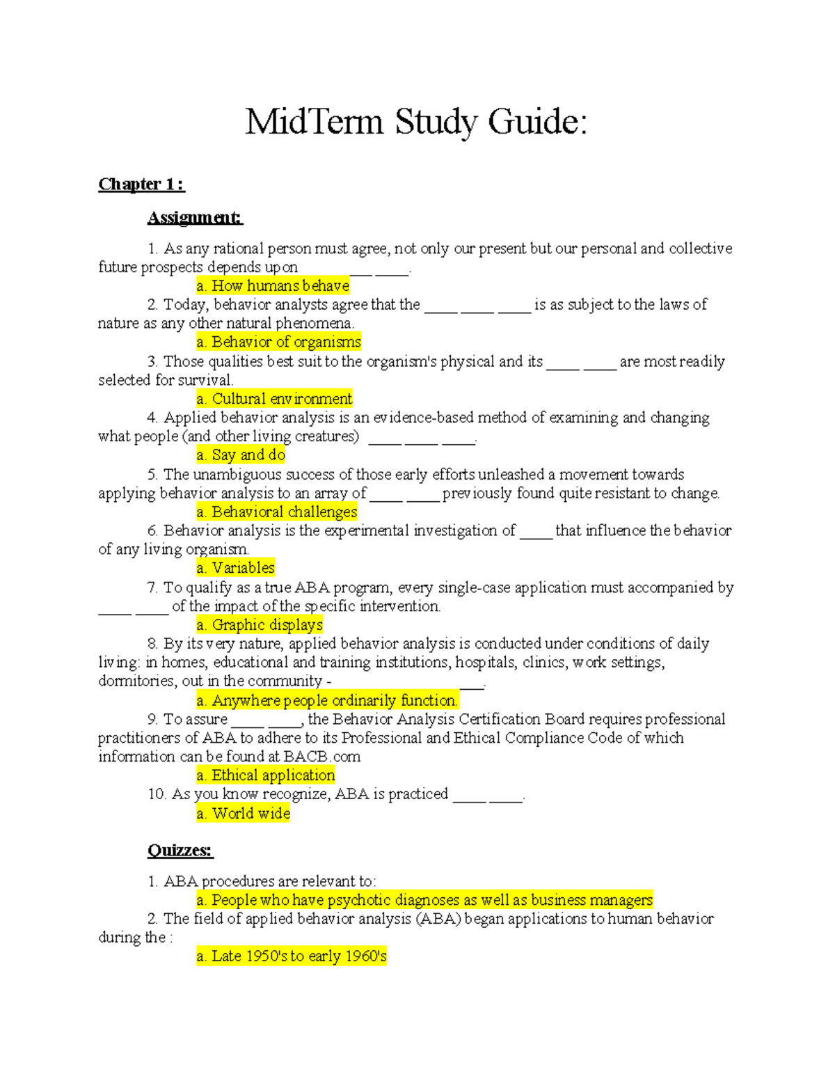 EAB4764-Midterm Study Guide: Key Concepts in Applied Behavior Analysis ...
