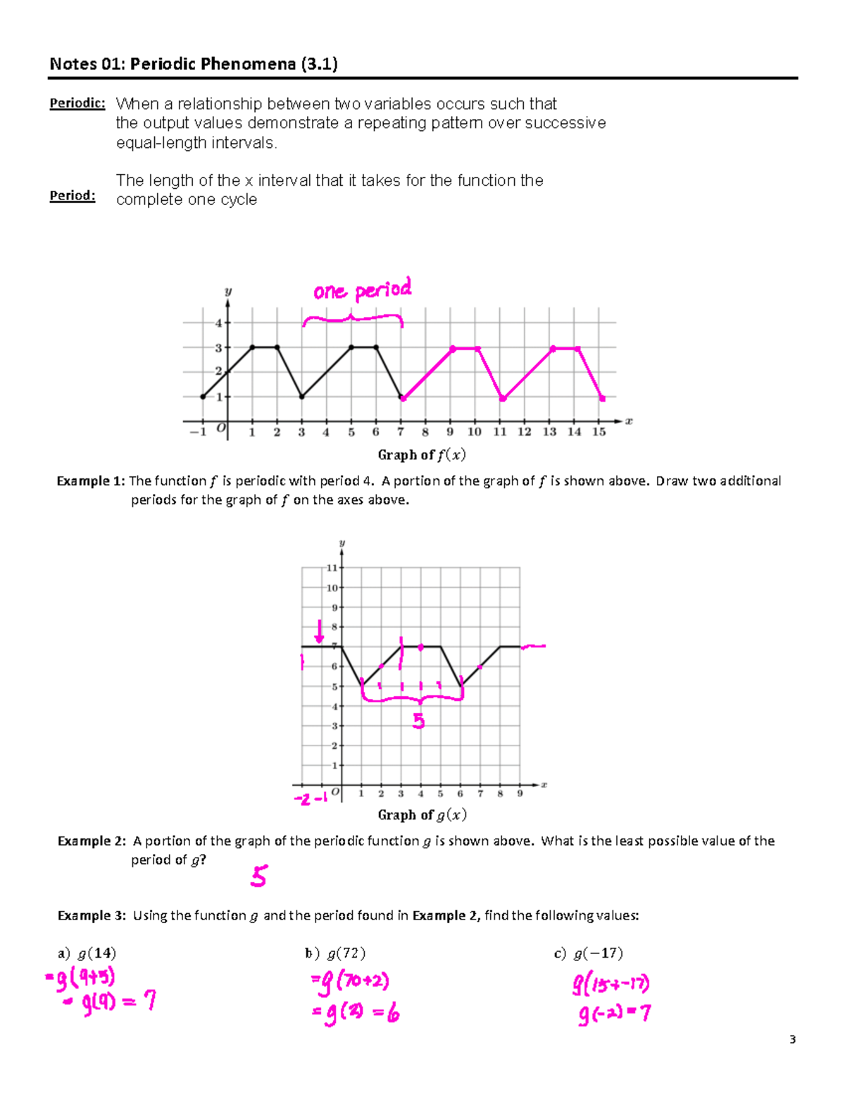 Math Trig 01: Notes on Periodic Phenomena and Functions - Studocu