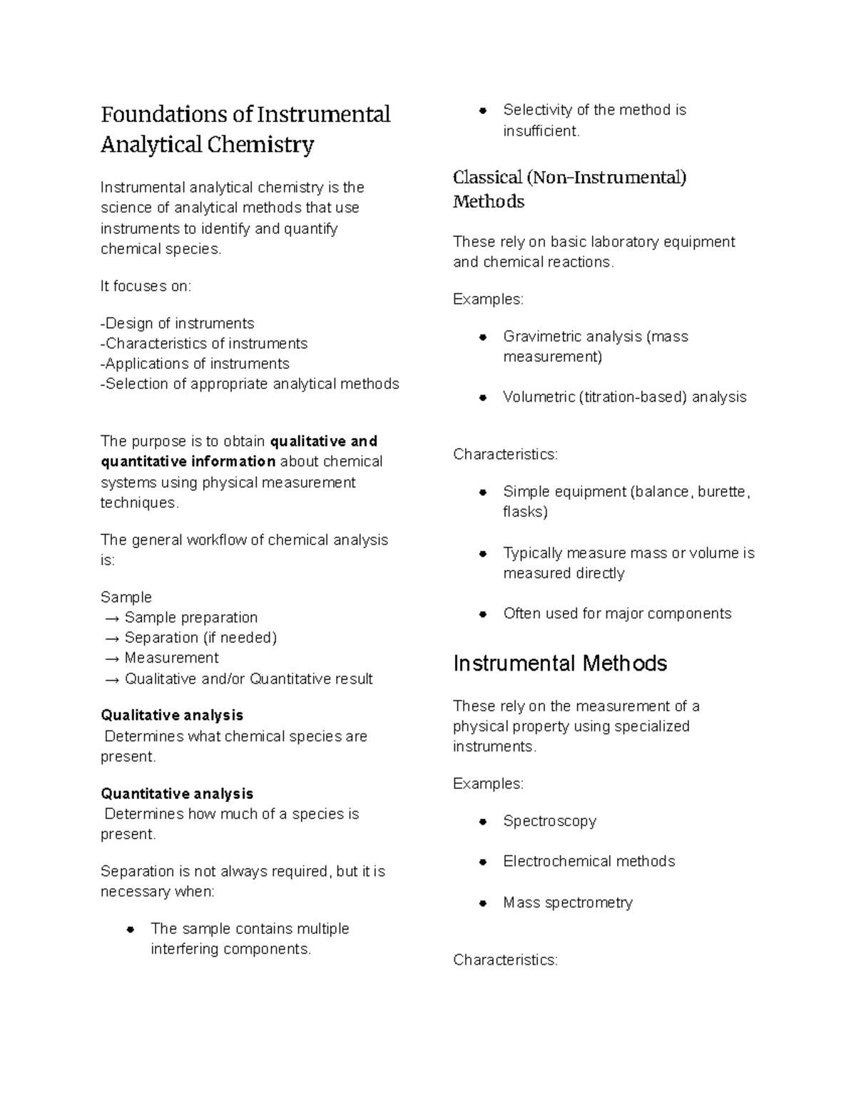 CHEM3430 Midterm Notes: Foundations of Instrumental Analytical ...