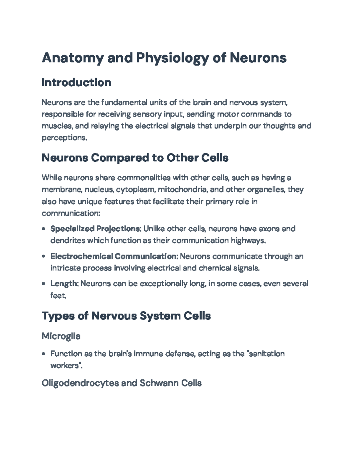 Anatomy and Physiology of Neurons: Overview and Disorders - Anatomy and ...