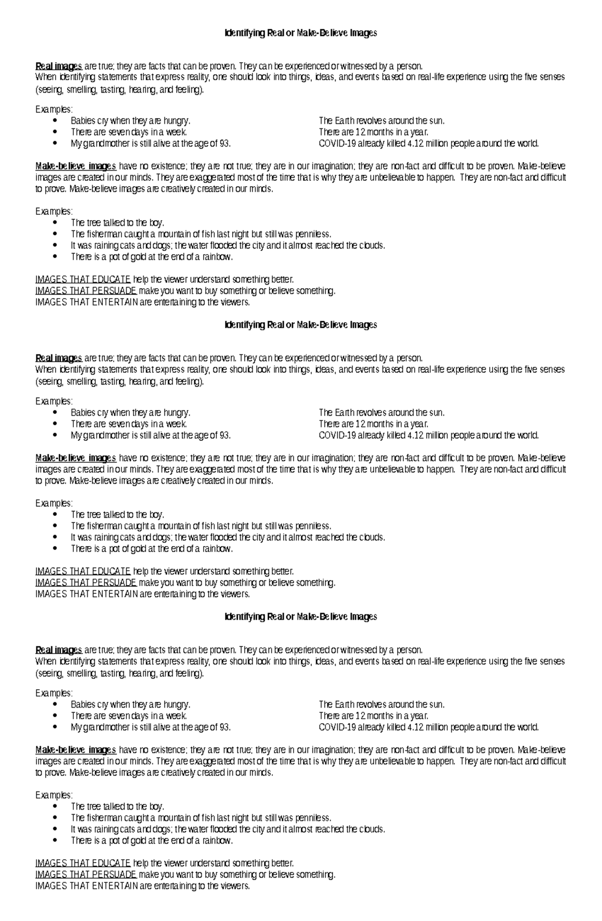 Identifying Real vs. Imaginary: Understanding Facts and Fiction - Studocu