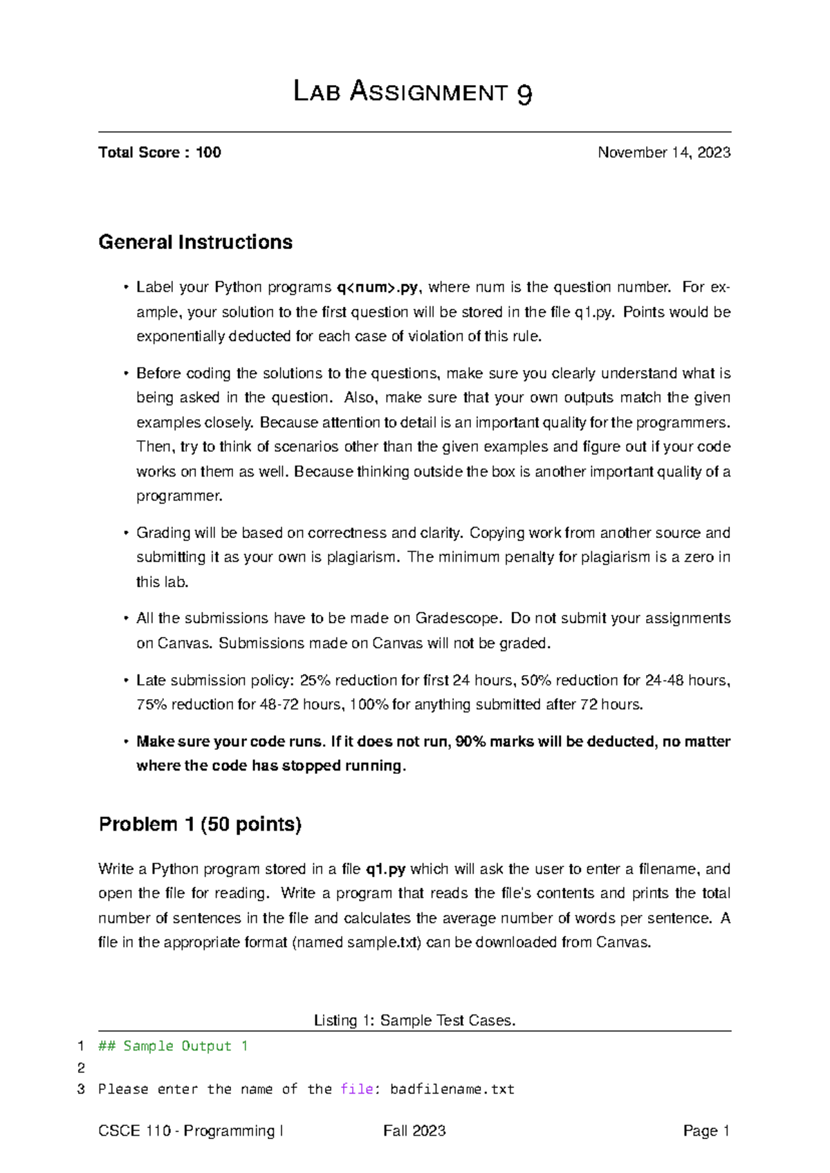 Programming Assignment 9-1: Python Projects and Guidelines - Studocu