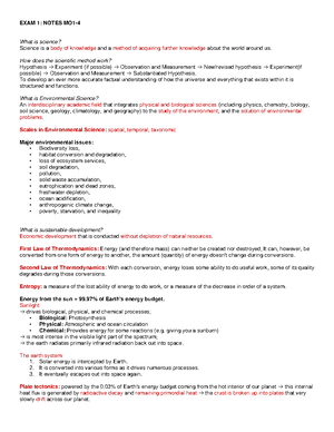 Exam 1 Review (M1-4) - EVR2001 Introduction to Environmental Science ...