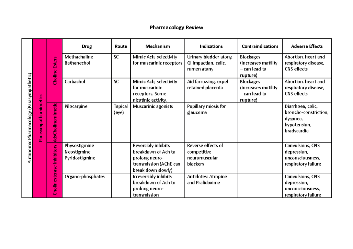 Veterinary Pharmacology Summary: Drug Classes & Mechanisms of Action ...