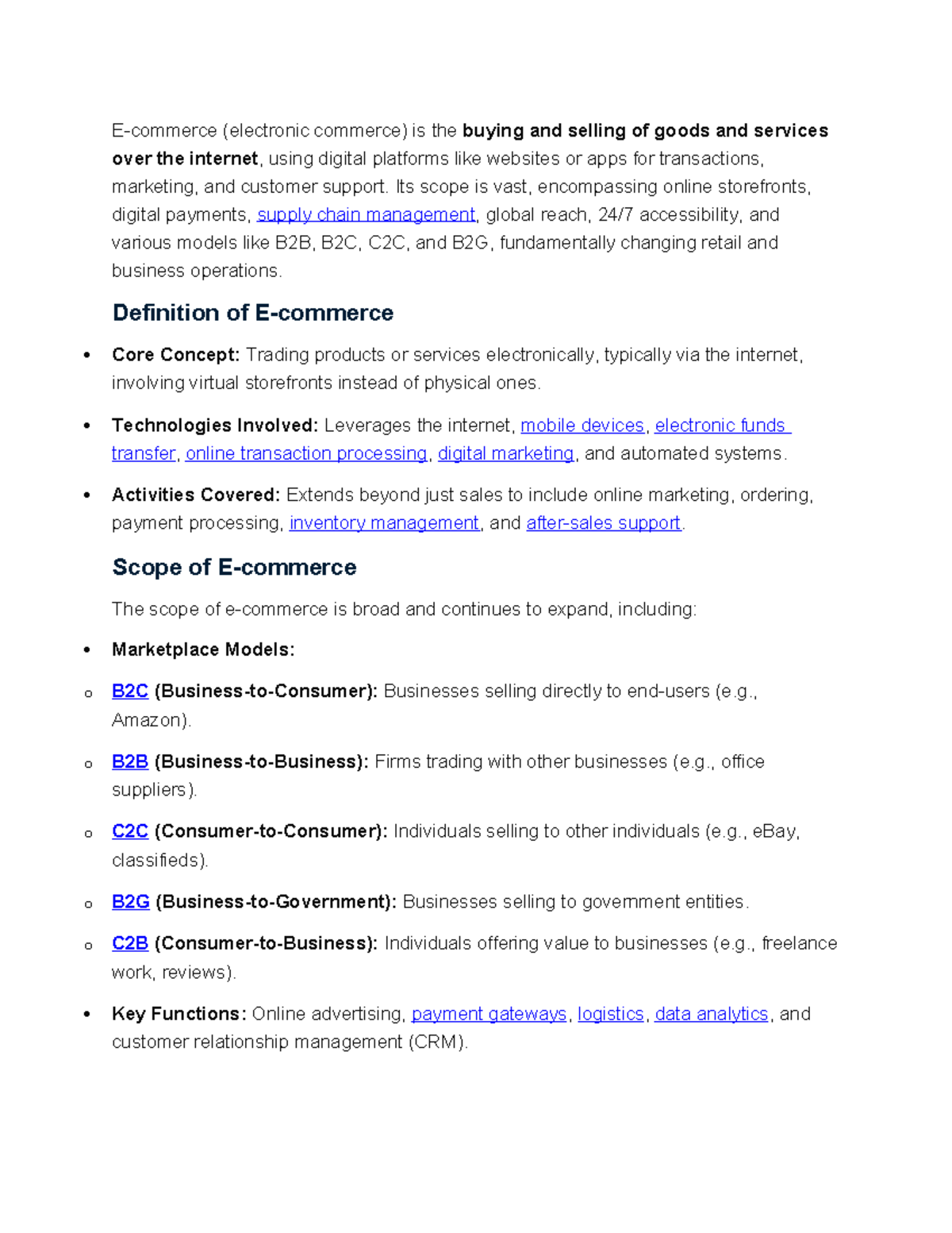 E-Commerce Overview: Key Concepts and Technologies - Studocu