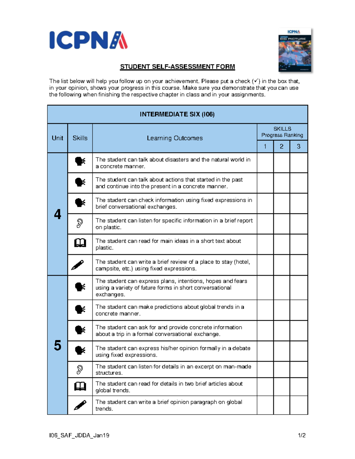 I06 Intermediate 6 Skills Progress Tracking Form - Studocu