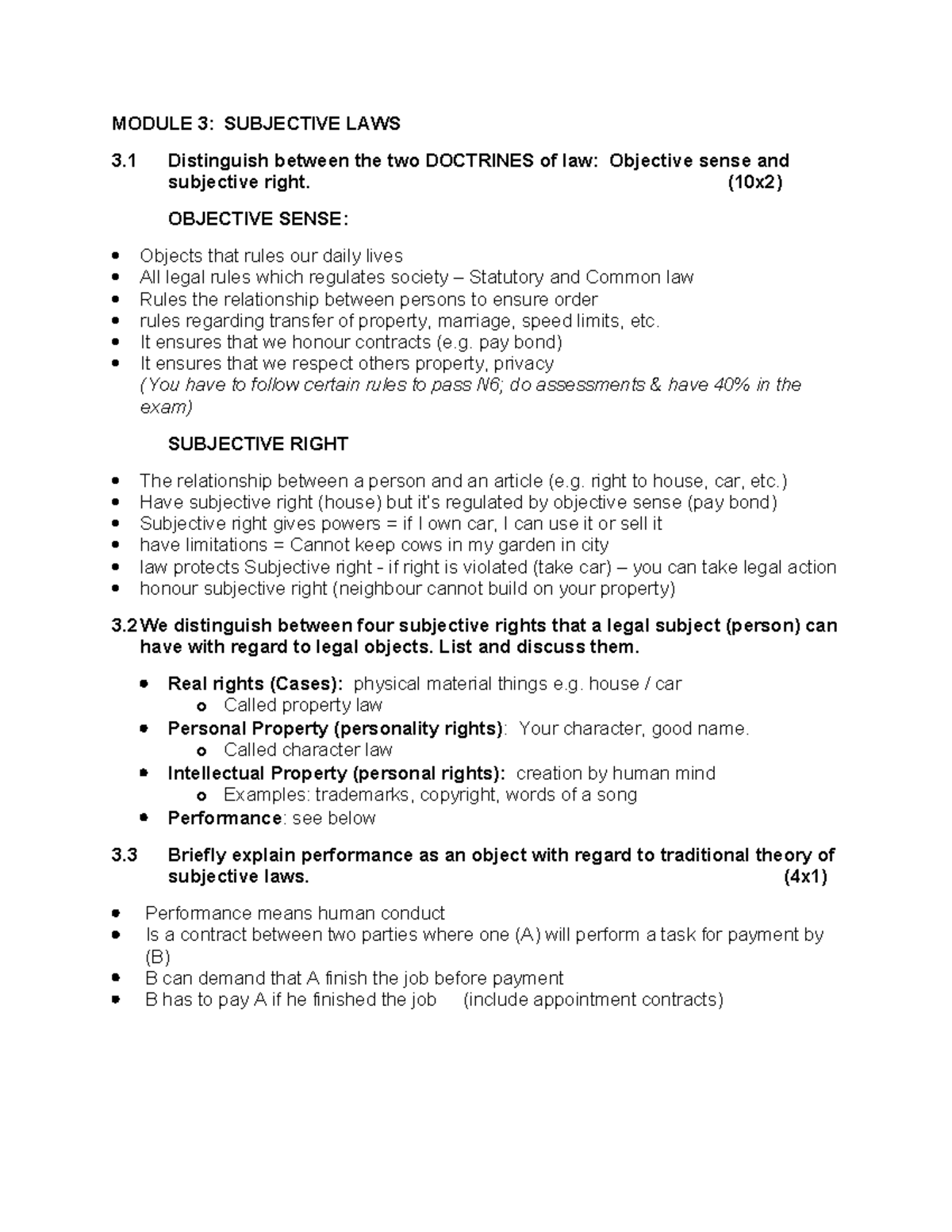 Module 3 PL N6: Understanding Subjective Laws and Rights - Studocu