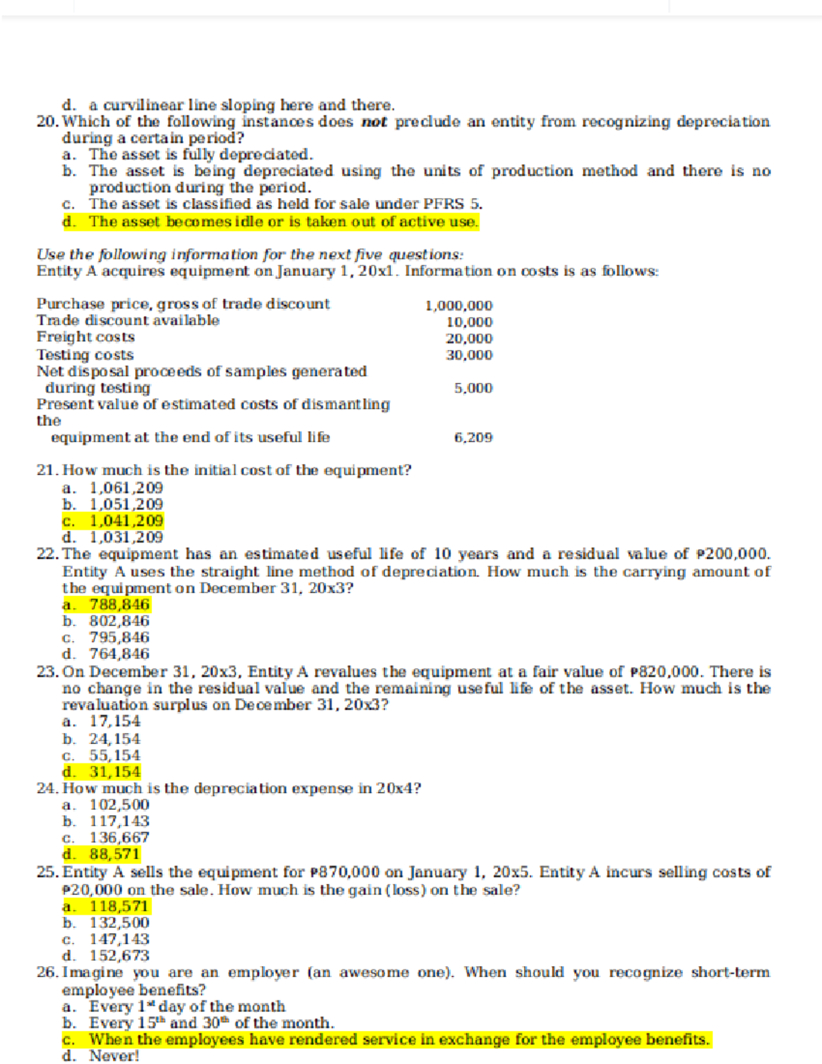 Conceptual Framework And Accounting Standards Exam Answer Key Studocu