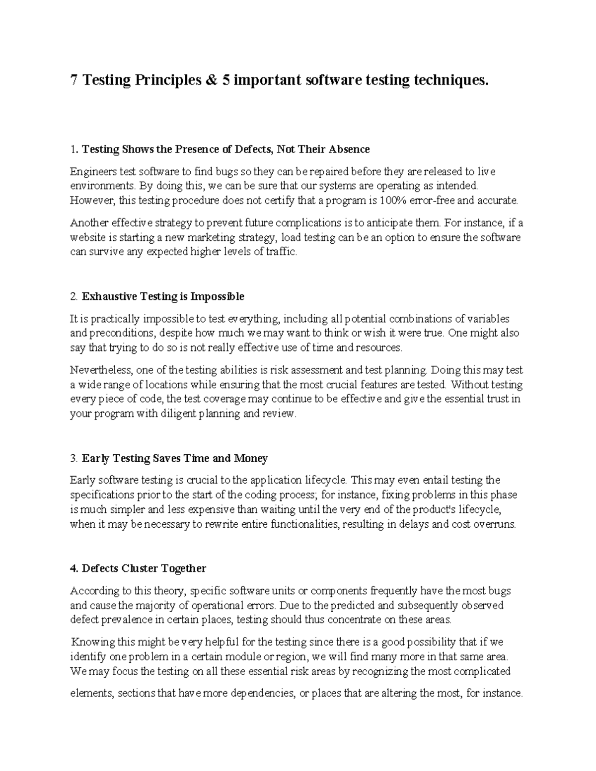 Testing Principles and Techniques: 7 Key Insights for Software QA - Studocu
