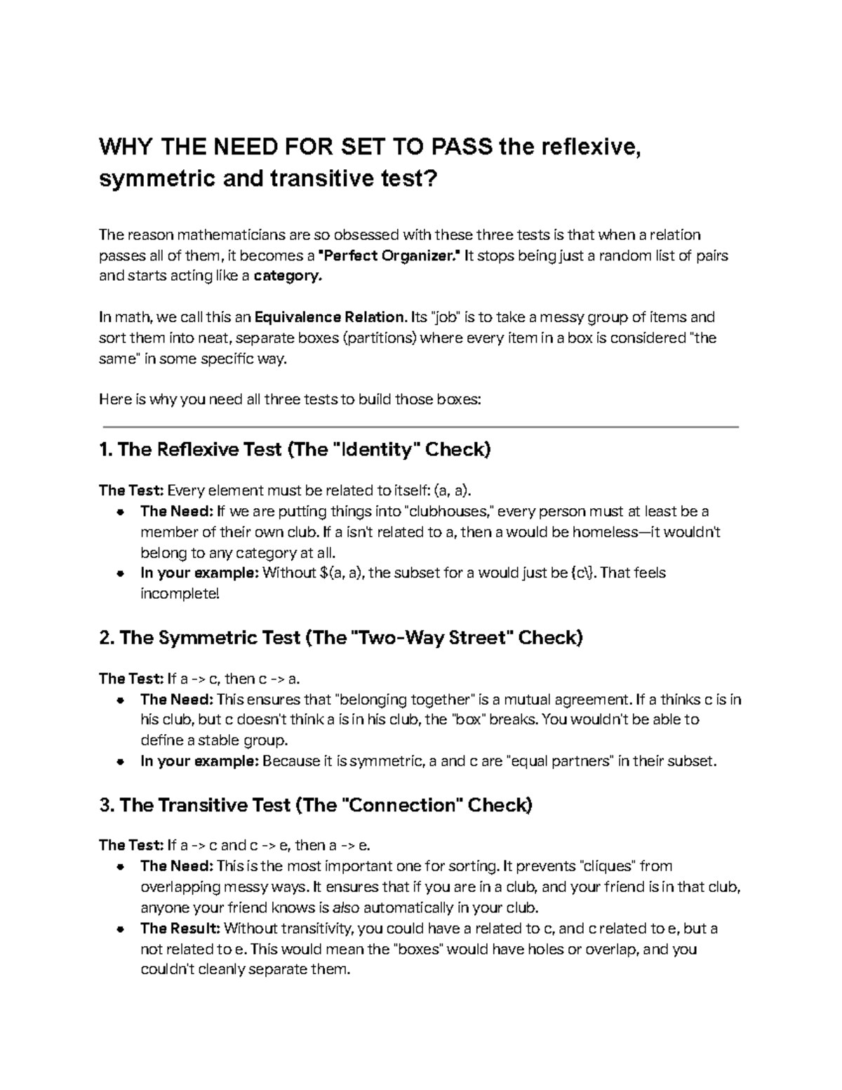 Equivalence Relations: The Perfect Organizer - Why Set Tests Matter ...
