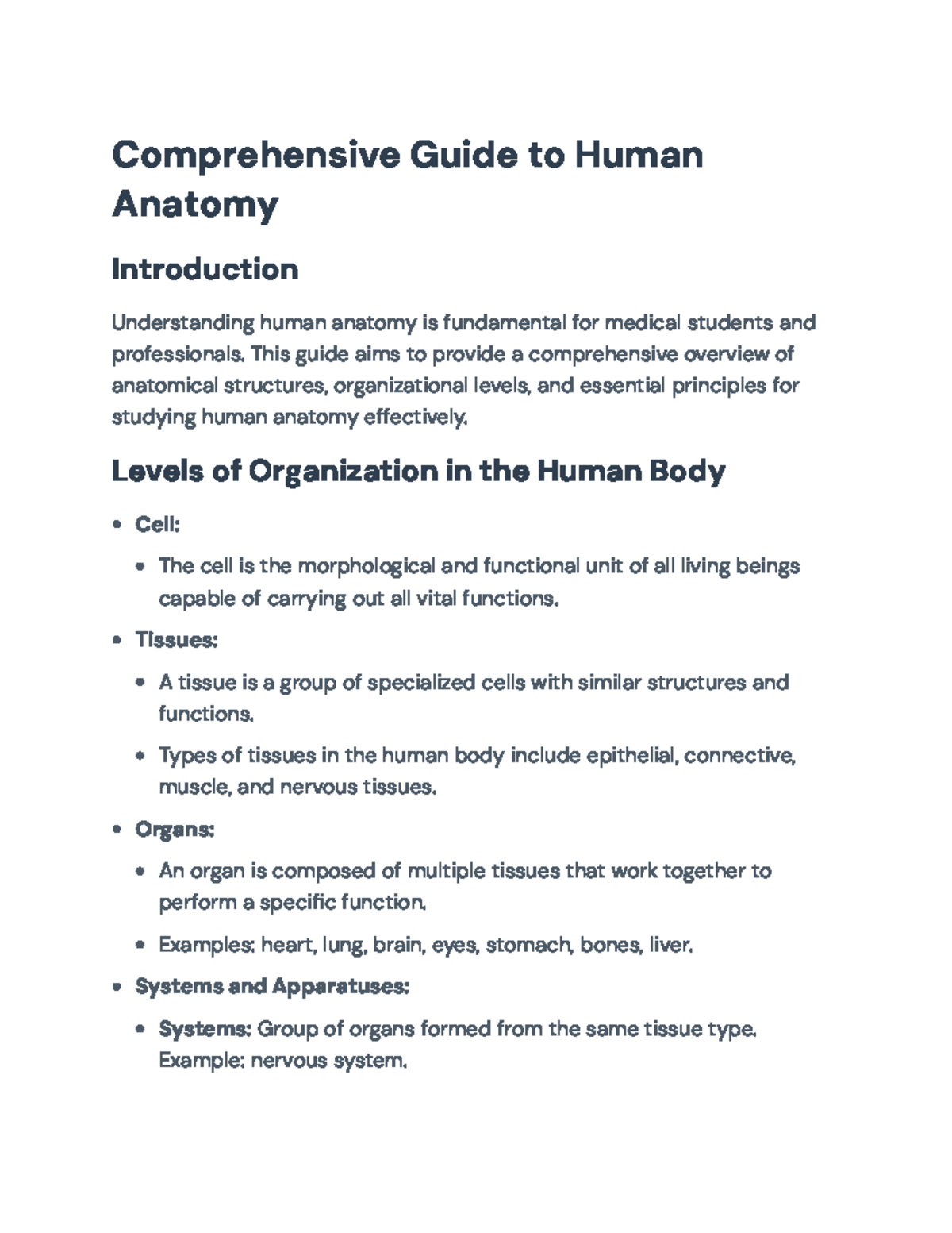 Comprehensive Human Anatomy Guide - Medical Study Essentials (MED 101 ...