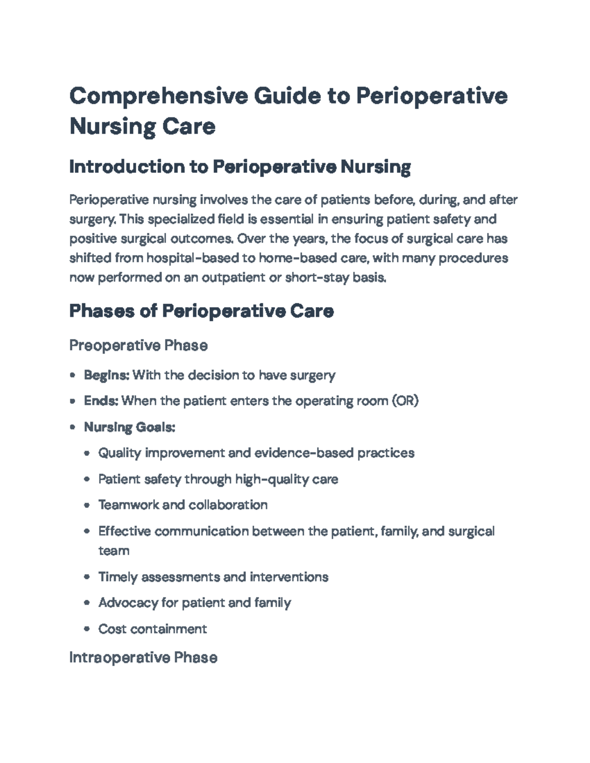 Comprehensive Guide to Perioperative Nursing Care: Phases & Practices ...