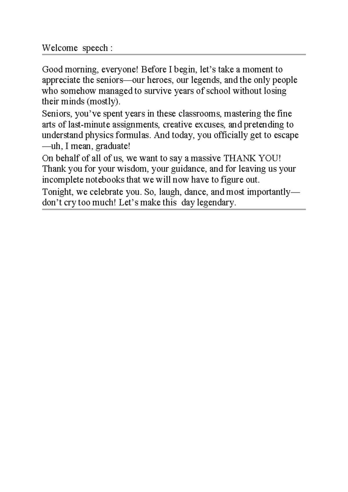 DOC-20250326-WA0006 - Graduation Welcome Speech: Celebrating Our ...