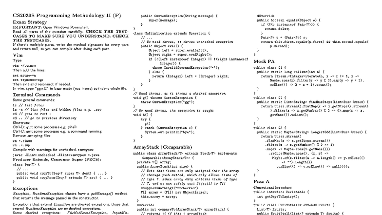 CS2030S Programming Methodology II (P) Exam Cheatsheet - Studocu