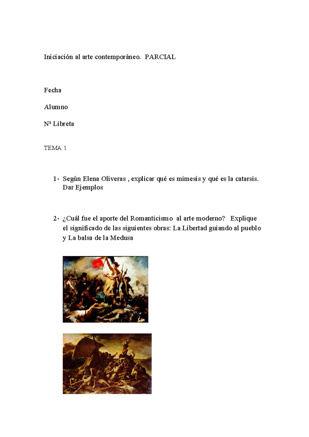 Parcial de Arte Contemporáneo: Mimesis, Catarsis y Aportes del ...