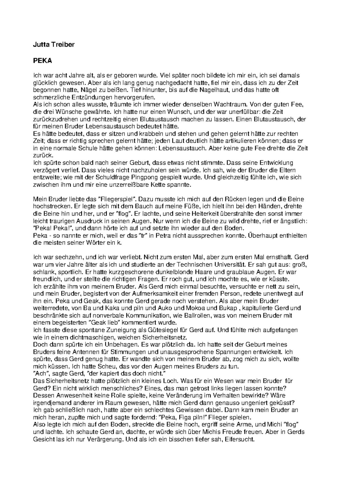 PEKA 1 - Jutta Treiber: Über Geschwisterliebe und Herausforderungen ...