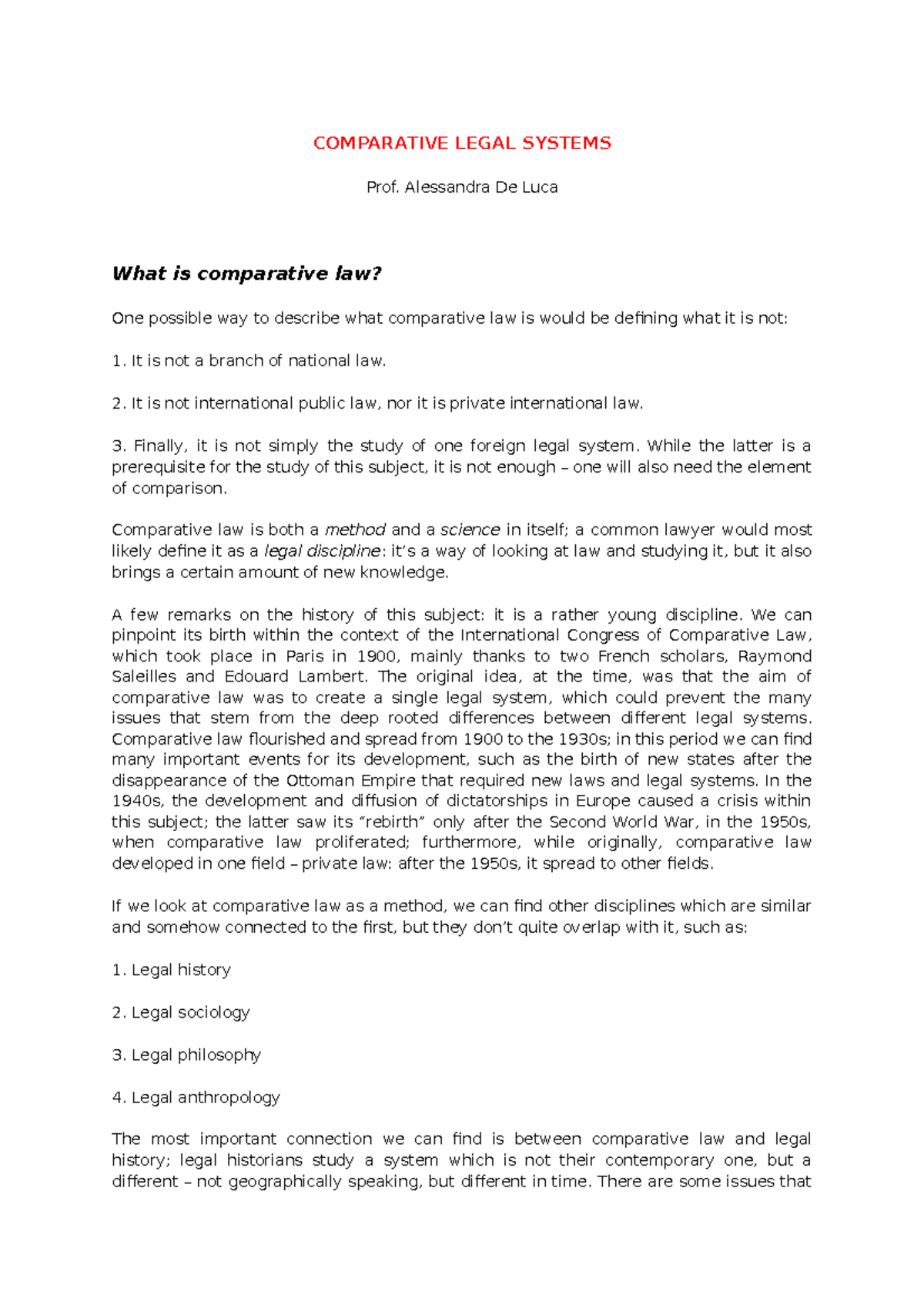 Comparative Legal Systems Overview: Methodology and Historical Context ...