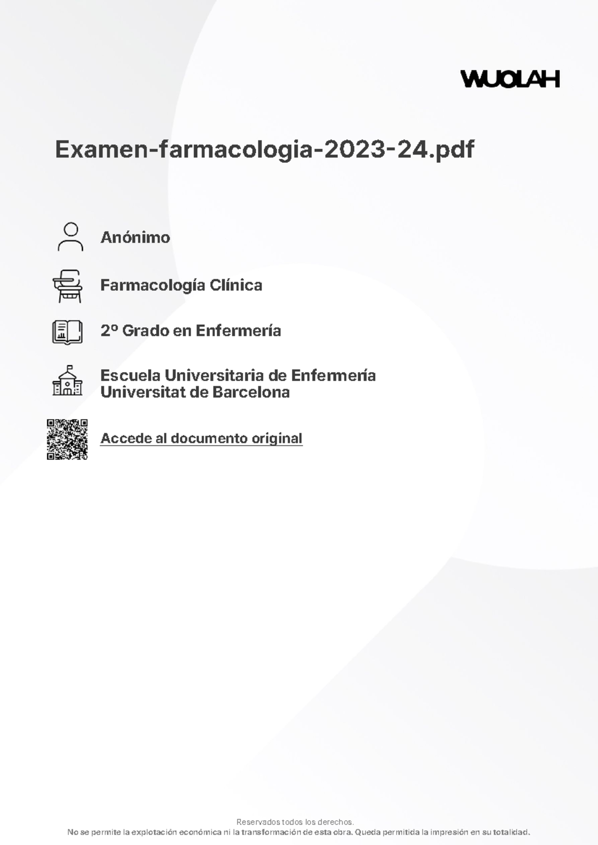 Examen de Farmacología 2º Grado en Enfermería - 2023-24 - Studocu