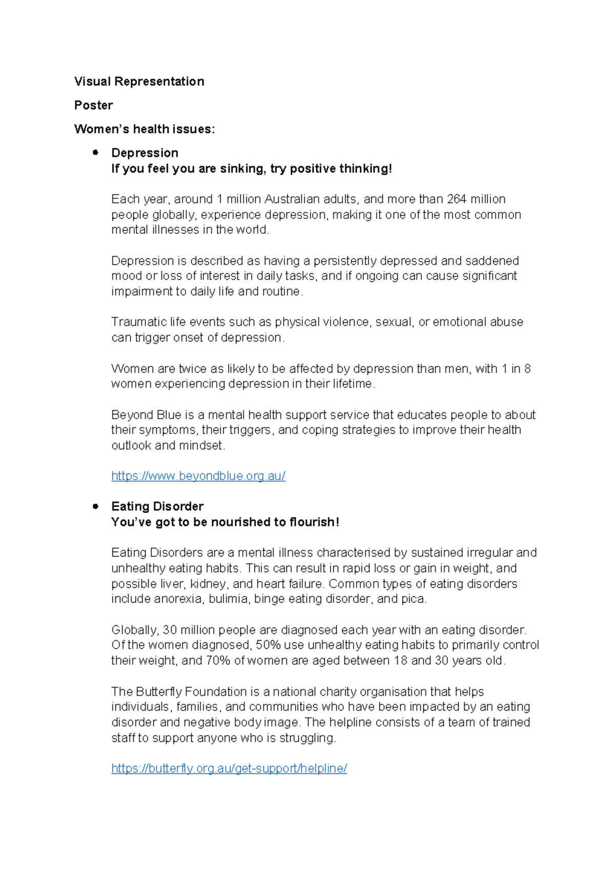 PDHPE Notes: Visual Representation of Health Issues - Depression ...