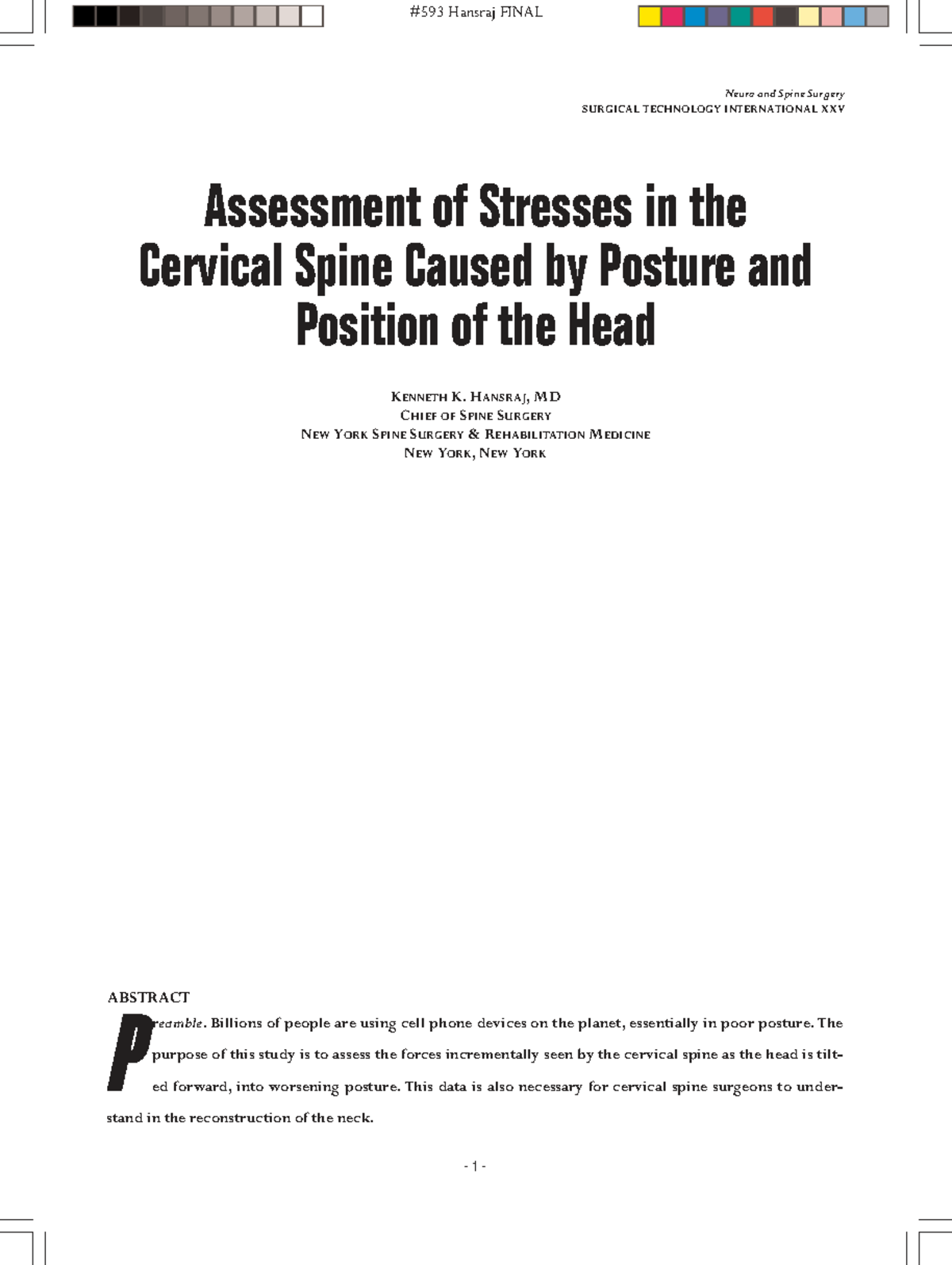 Hansraj FINAL Assessment of Cervical Spine Stresses from Head Posture ...