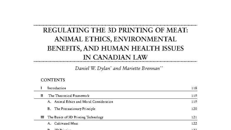 Regulating 3D Printed Meat: Ethics, Health, and Environmental Law in ...