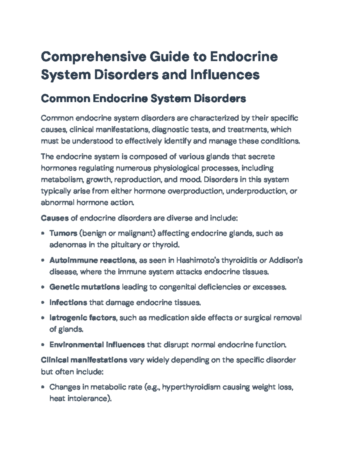 Comprehensive Overview of Endocrine Disorders: Aging, Genetics, & Care ...