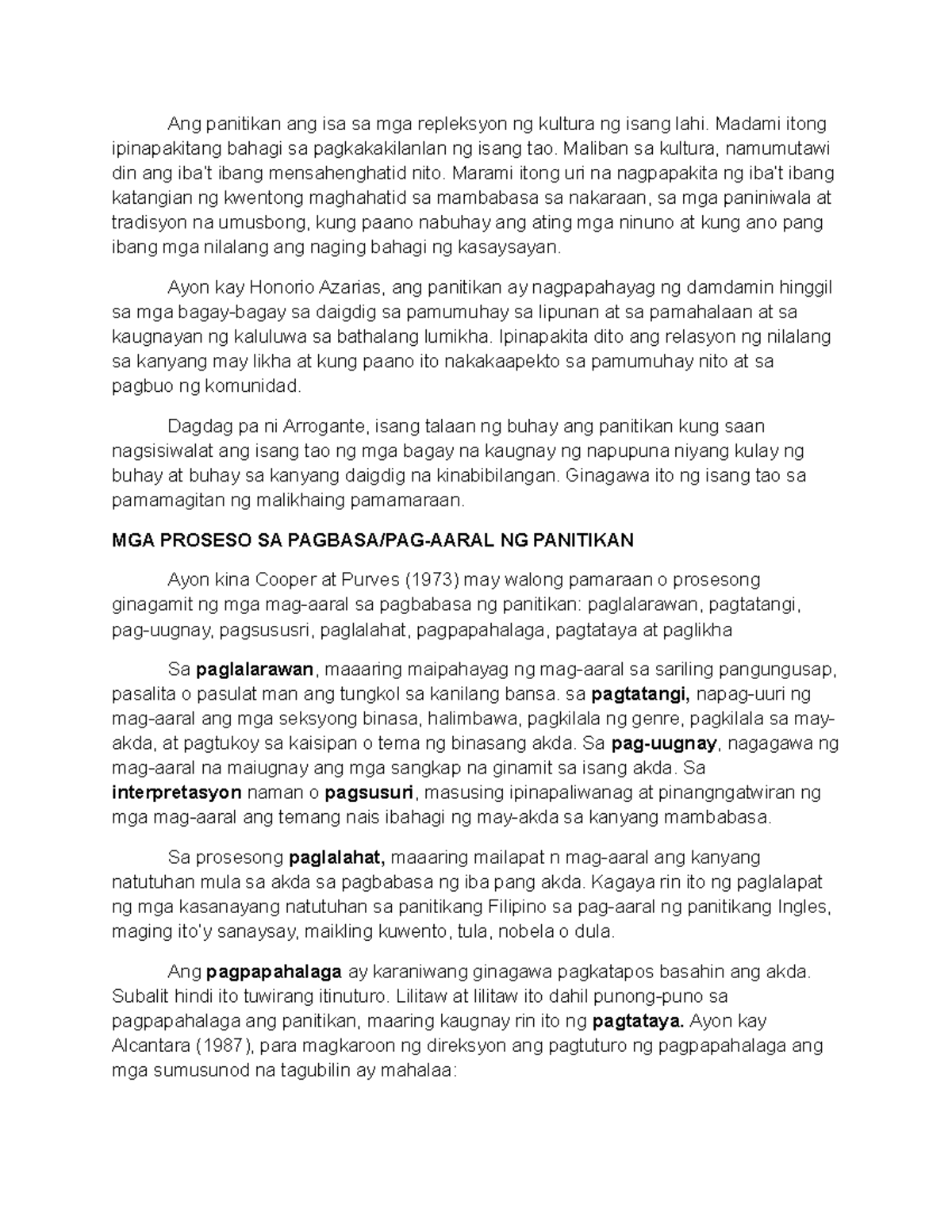 Aralin II: Pag-aaral ng Panitikan 1 - Glecy R. Capuli - Studocu