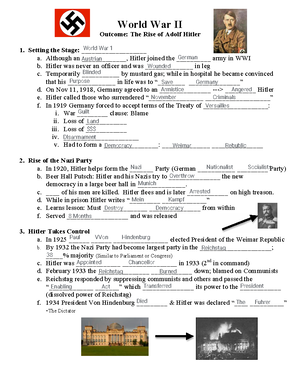 WWI Causes of WWI Guided Notes - WORLD WAR I GUIDED NOTES General ...