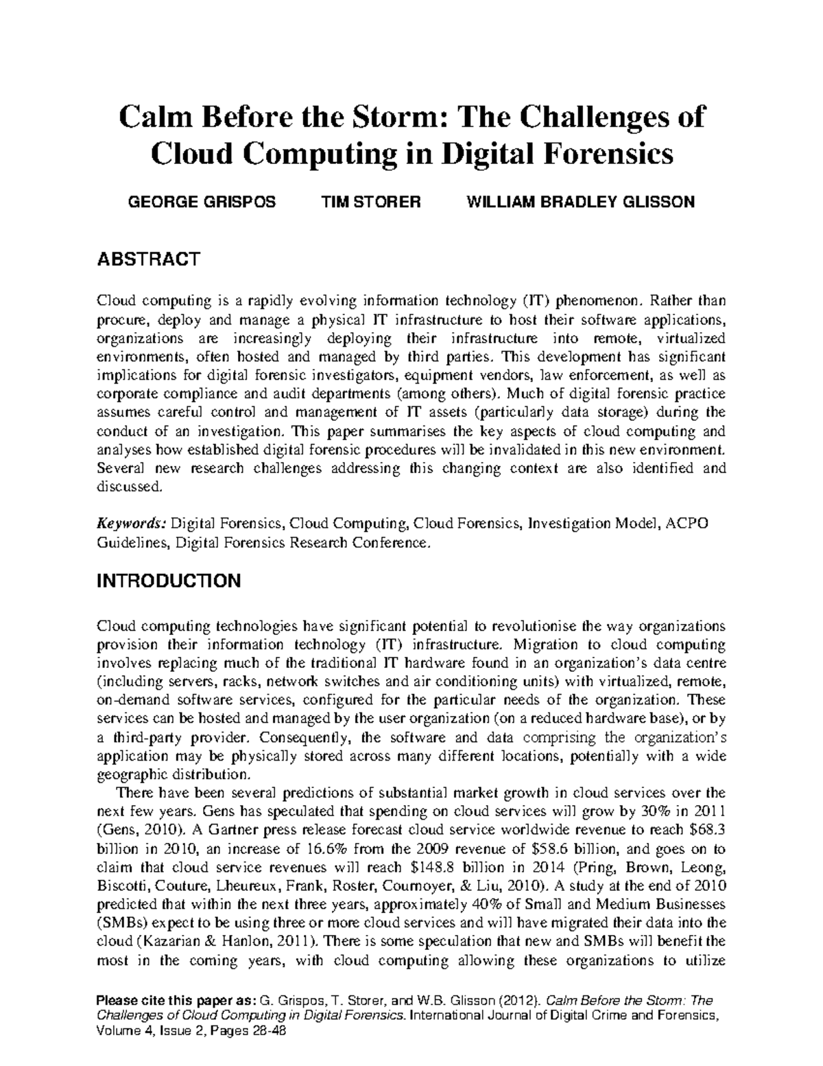 Digital Forensics Challenges in Cloud Computing: A Study (1410) - Studocu