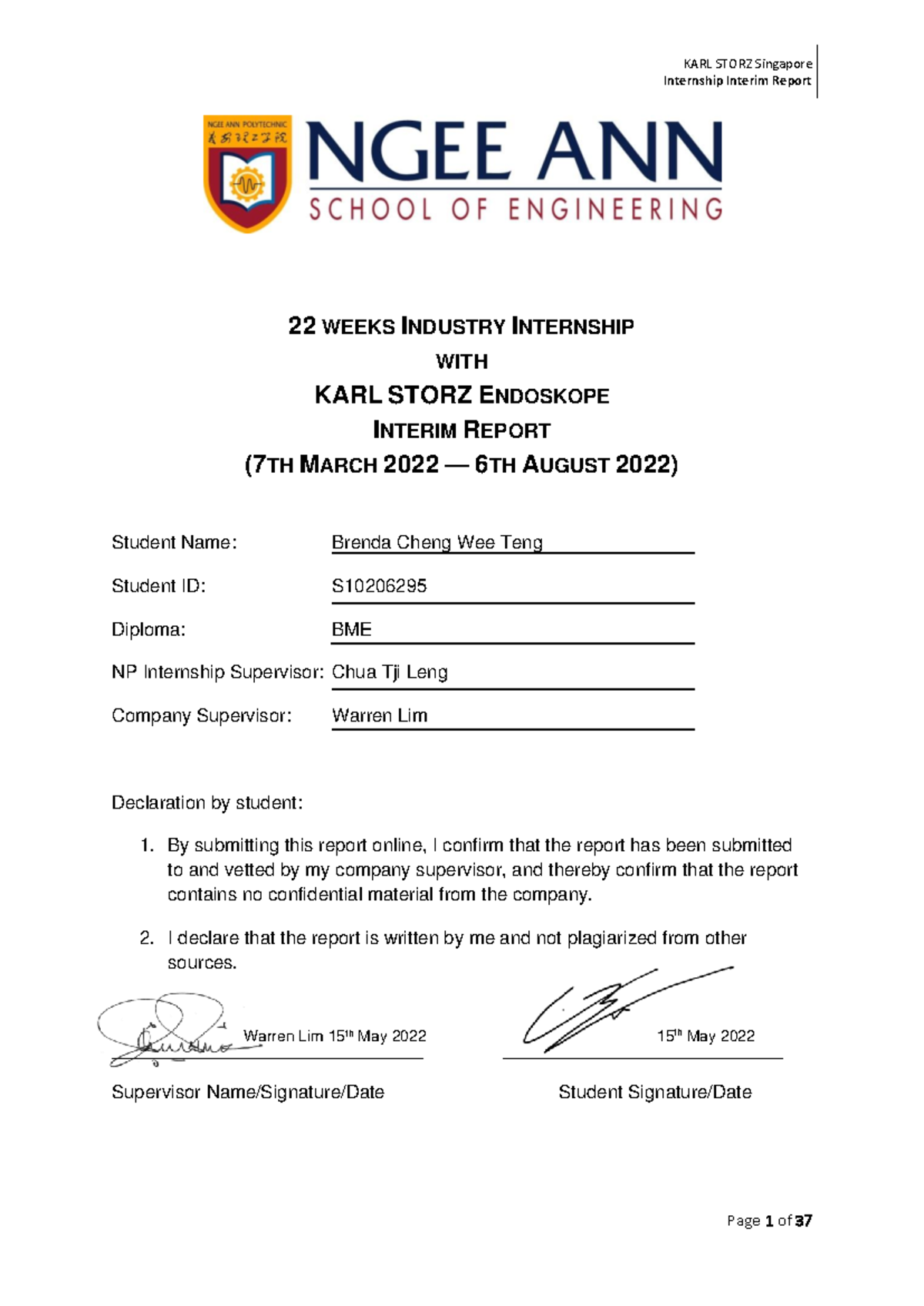 BME Internship Interim Report: Experience at KARL STORZ (Mar-Aug 2022) - Studocu