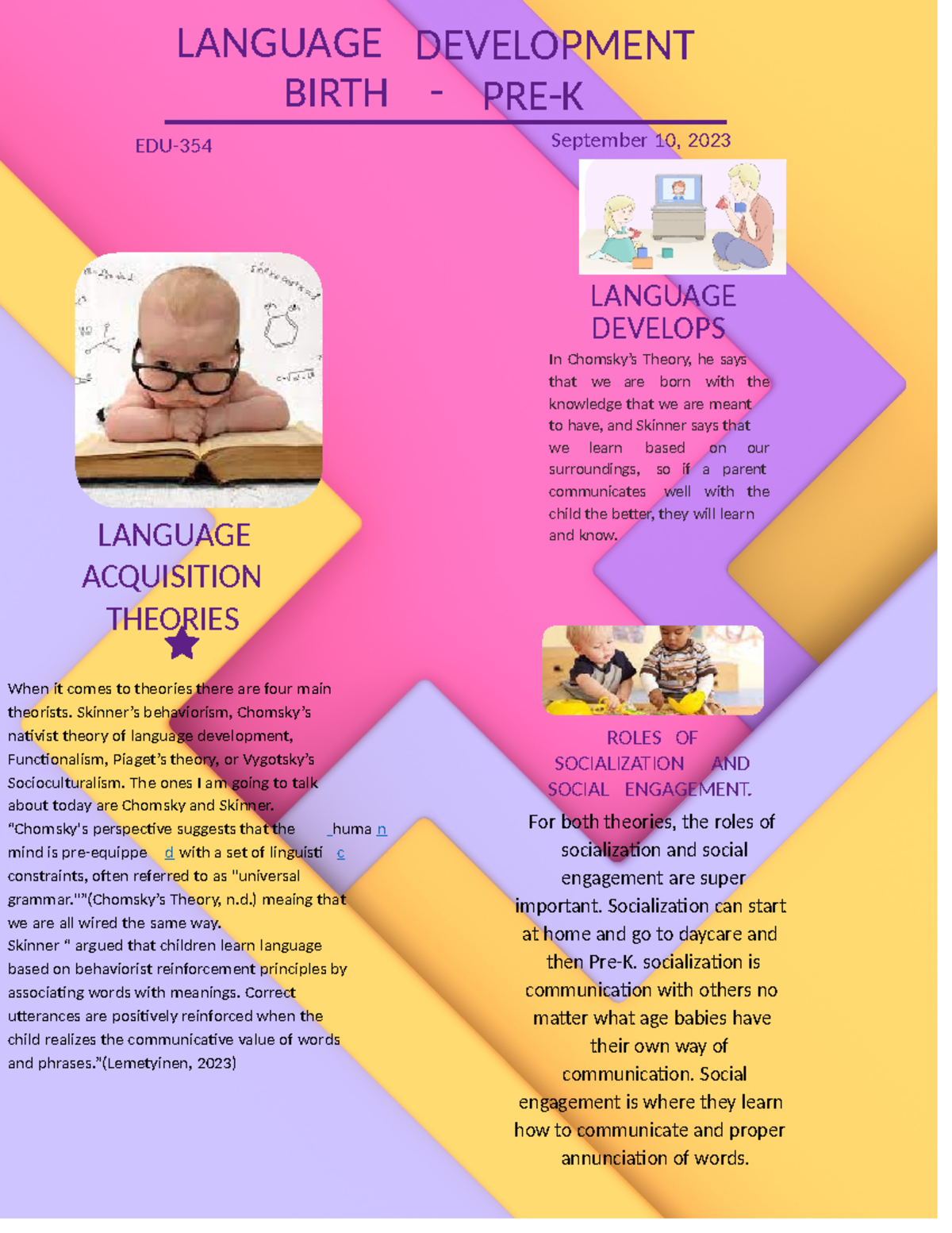 EDU-354 Language Development Theories: Chomsky & Skinner Insights - Studocu