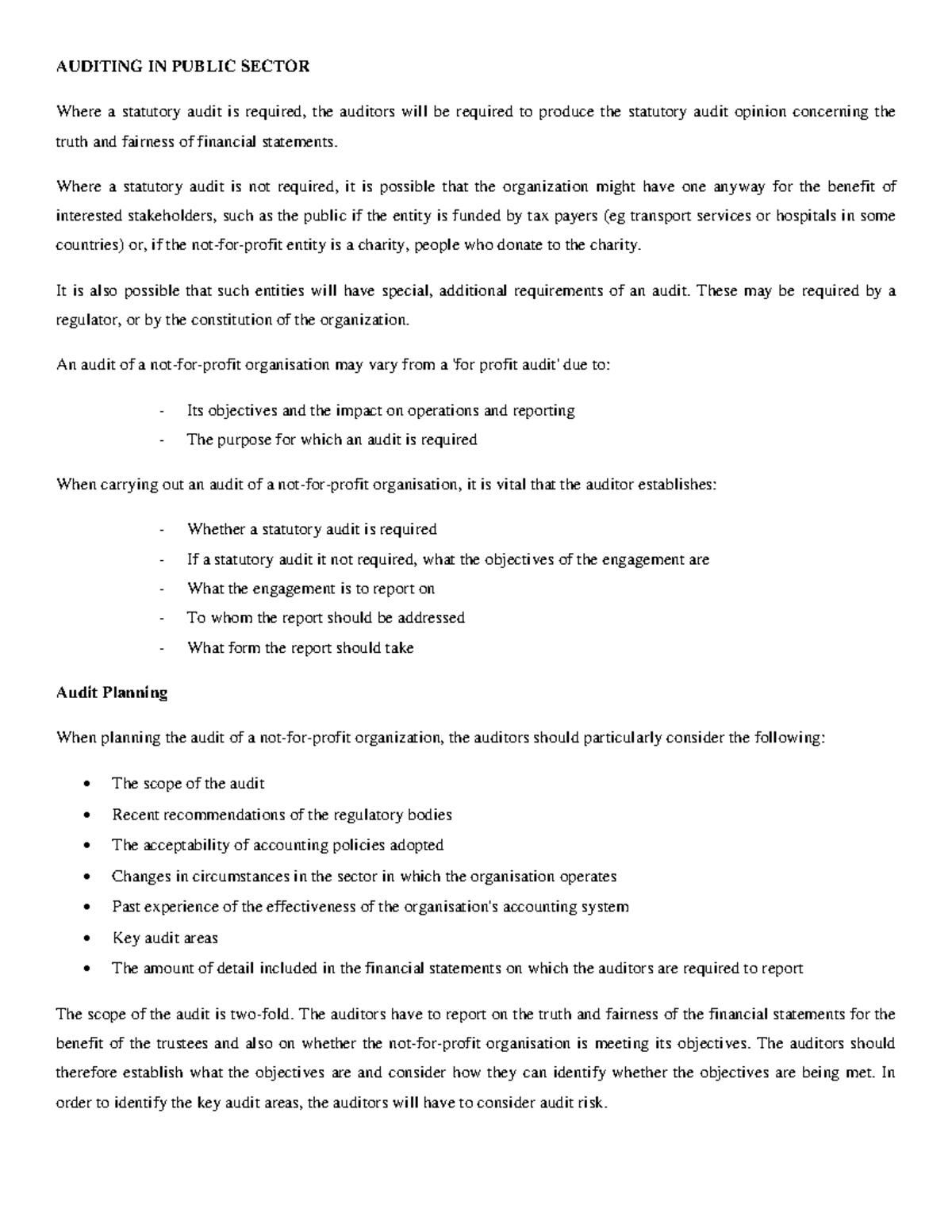 Public Sector Audit Overview: Key Principles and Practices - Studocu