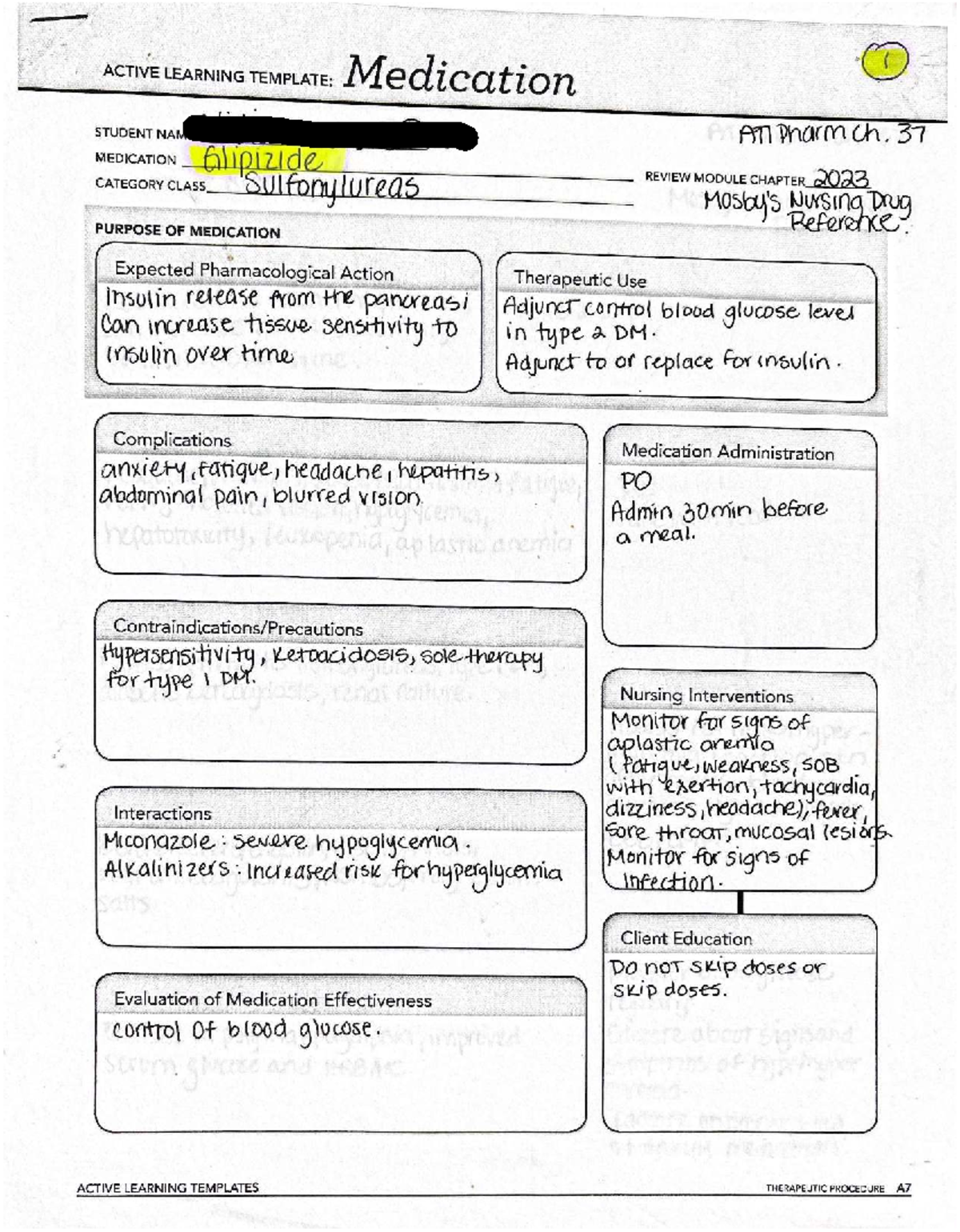 Active Learning Template: ATI Pharm Ch. 37 Med Cards for Endocrinology ...