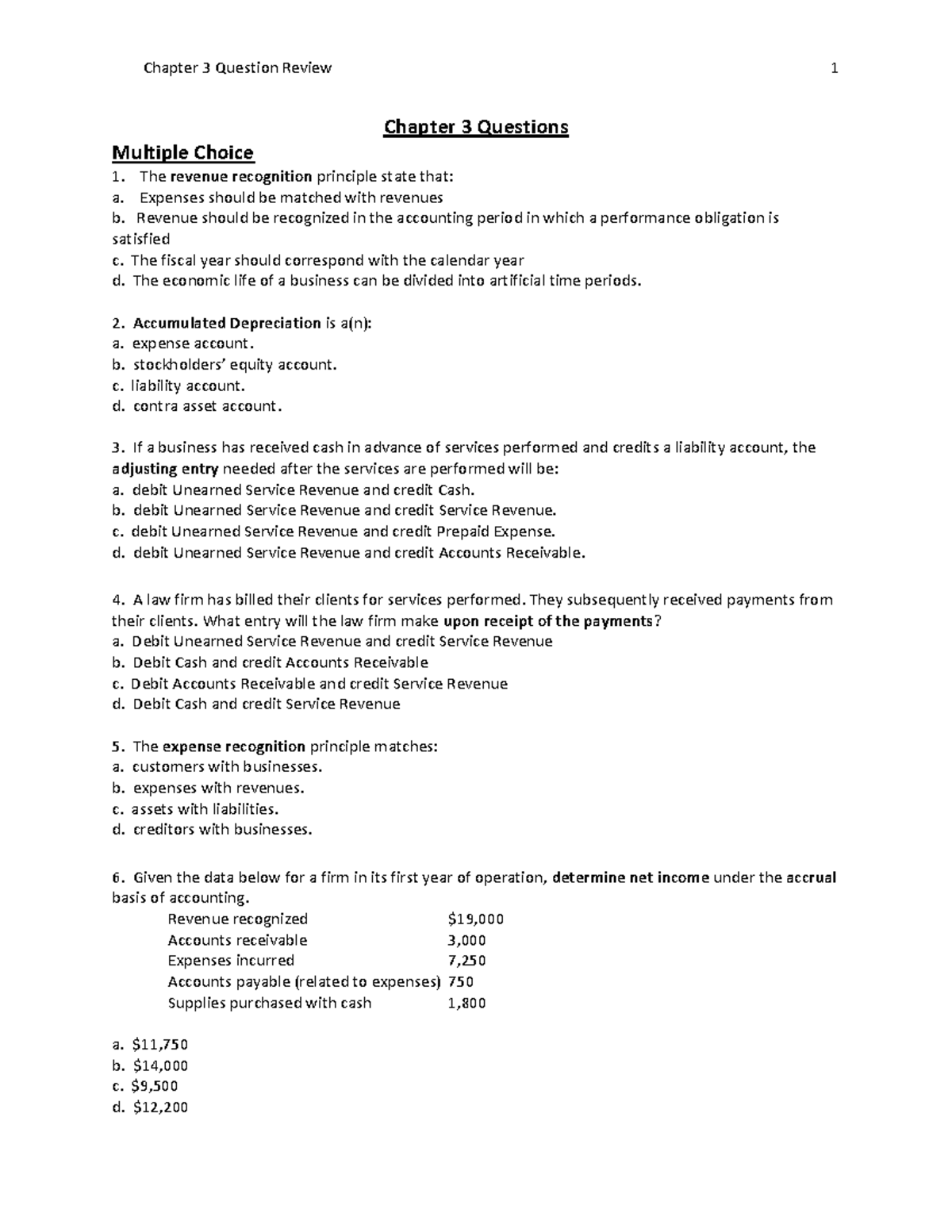 Chapter 3 Question Review 11th ed - Chapter 3 Questions Multiple Choice ...