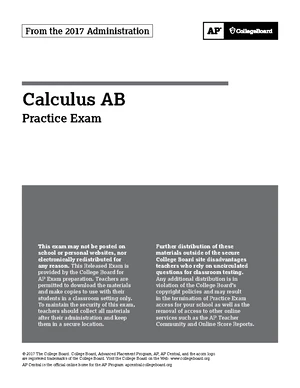 2015 AB Multiple Choice KEY - AP ® Calculus AB Practice Exam From the ...