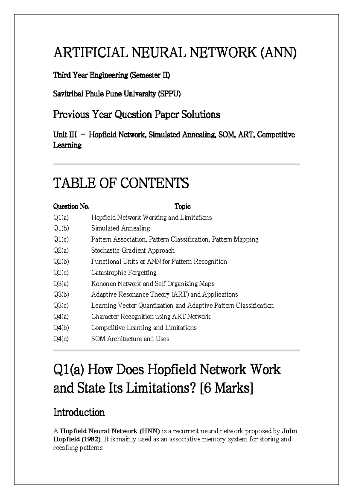 ANN Third Year Engineering (Semester II) Previous Year QP Solutions ...