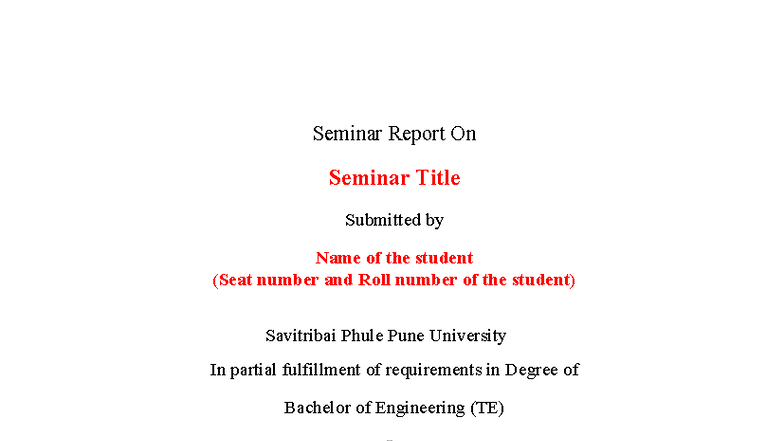 TE Seminar Report Template for Engineering Students at MCOE, Pune - Studocu
