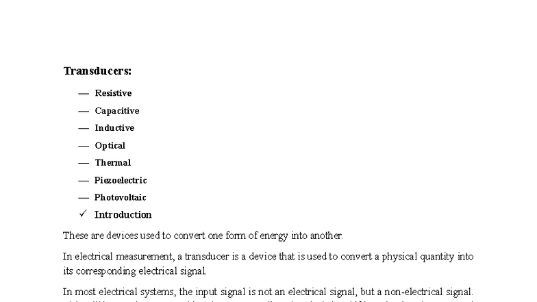 Measurement Transducers: Types and Applications in Energy Conversion ...