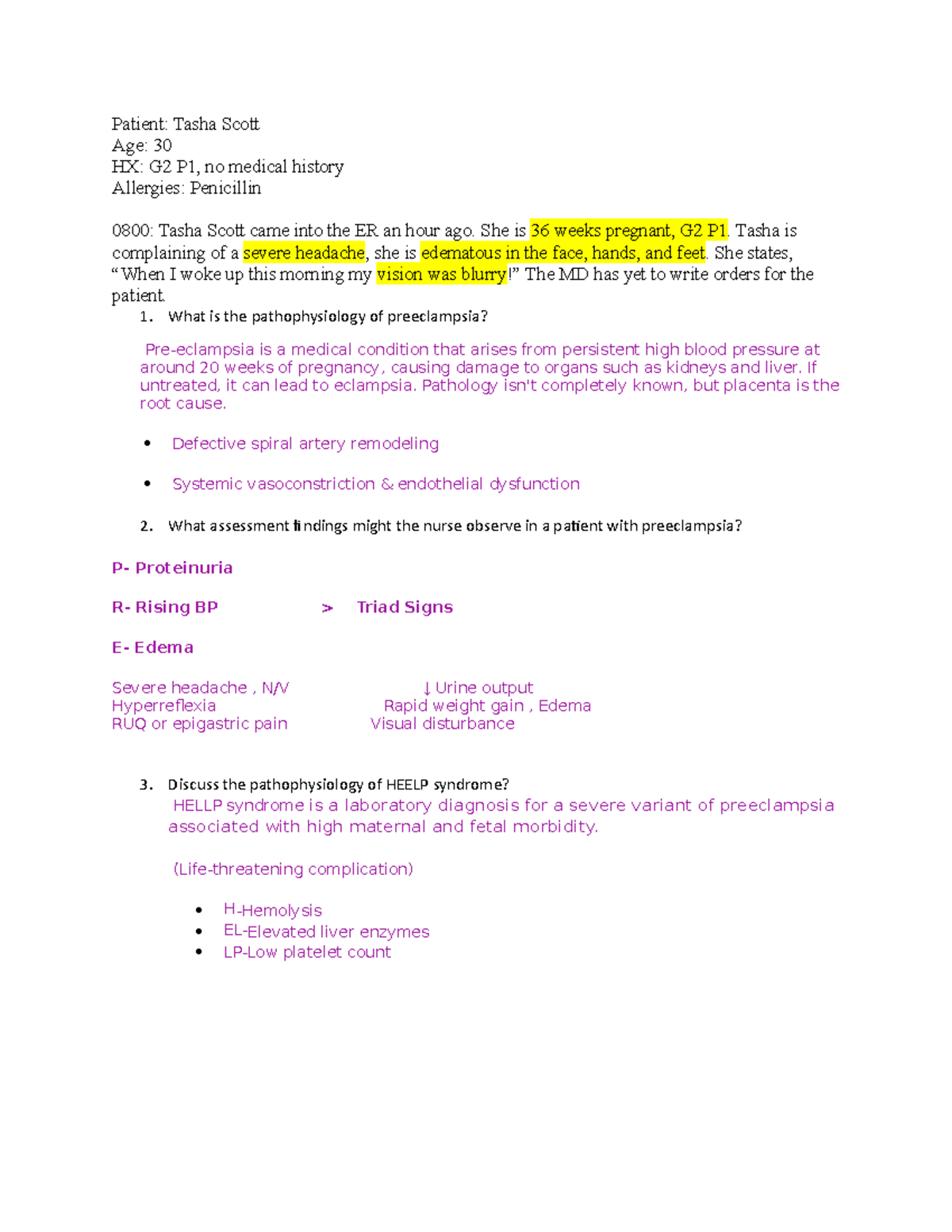 Preeclampsia Simulation Lab Case Study – Final Exam Review - Studocu