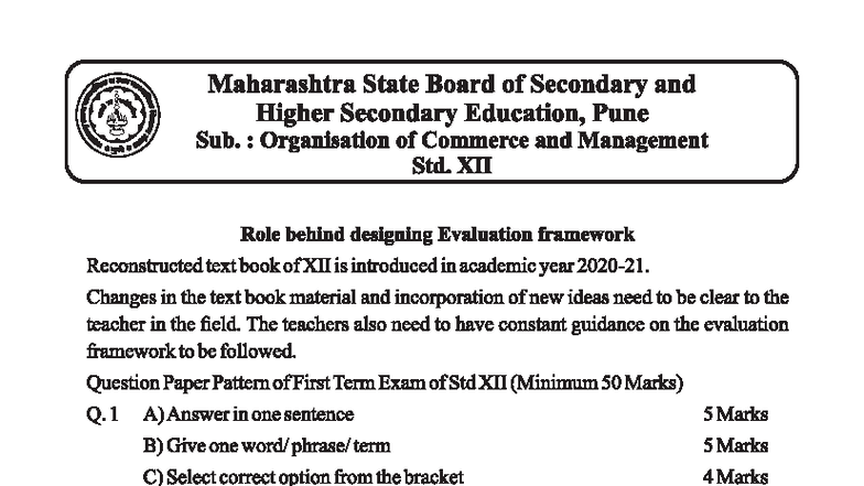 OCM Paper Pattern 1: Detailed Breakdown and Analysis - Studocu