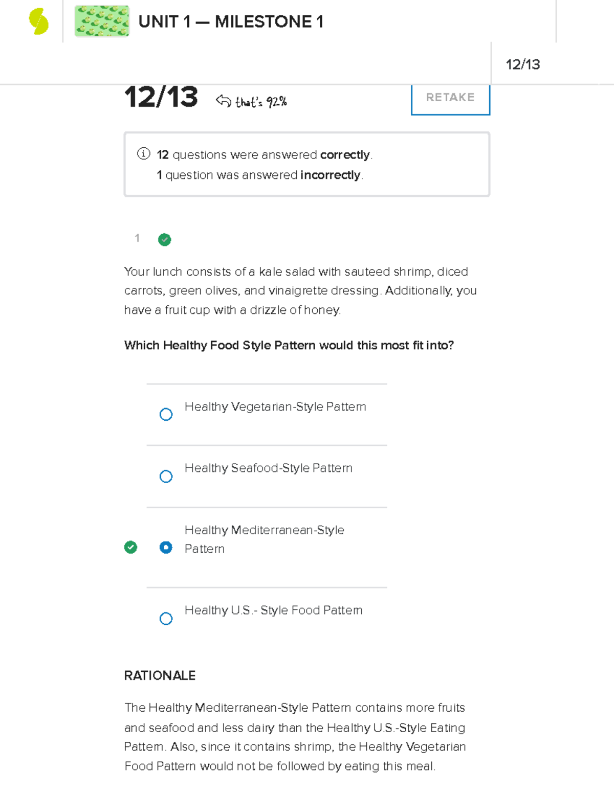Nutrition 101: Milestone 1 Quiz (Course Code: NUTR 101) - Studocu