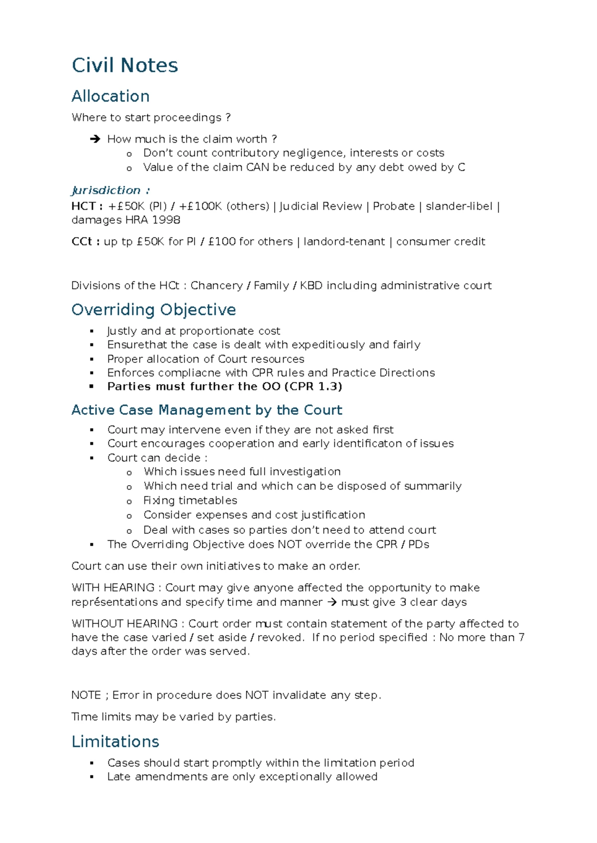 Civil Litigation - Fact Sheet on Amending Statements of Case (CPR 17.1 ...