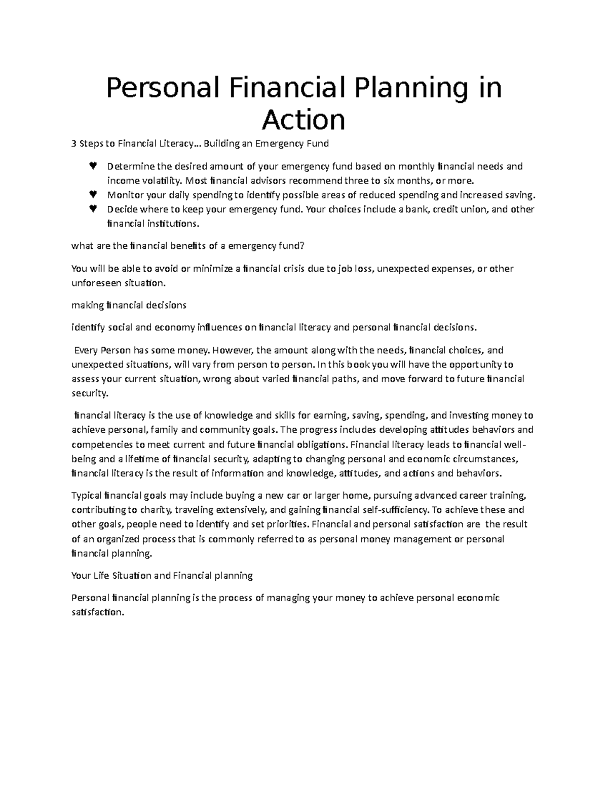 Making financial decisions - Personal Financial Planning in Action 3 ...